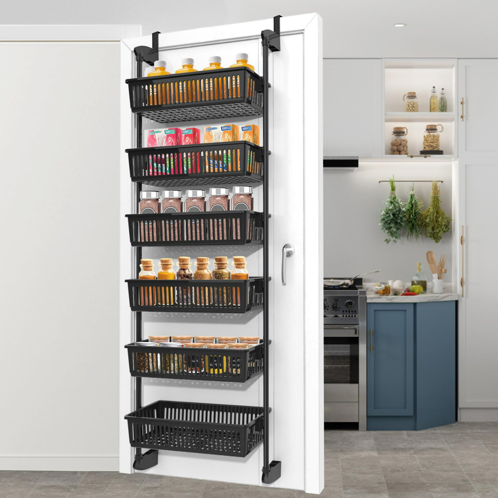 Prep & Savour Over-the-Door Stainless Steel Spice Jar & Rack Set with ...