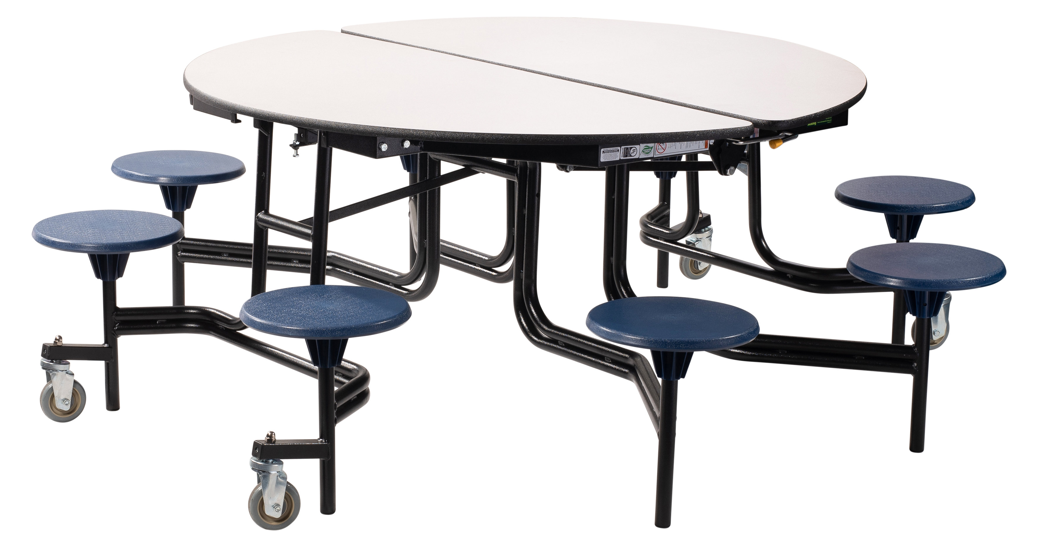 National Public Seating Mobile Cafeteria Table w/ 8 Stools, 60 Round ...