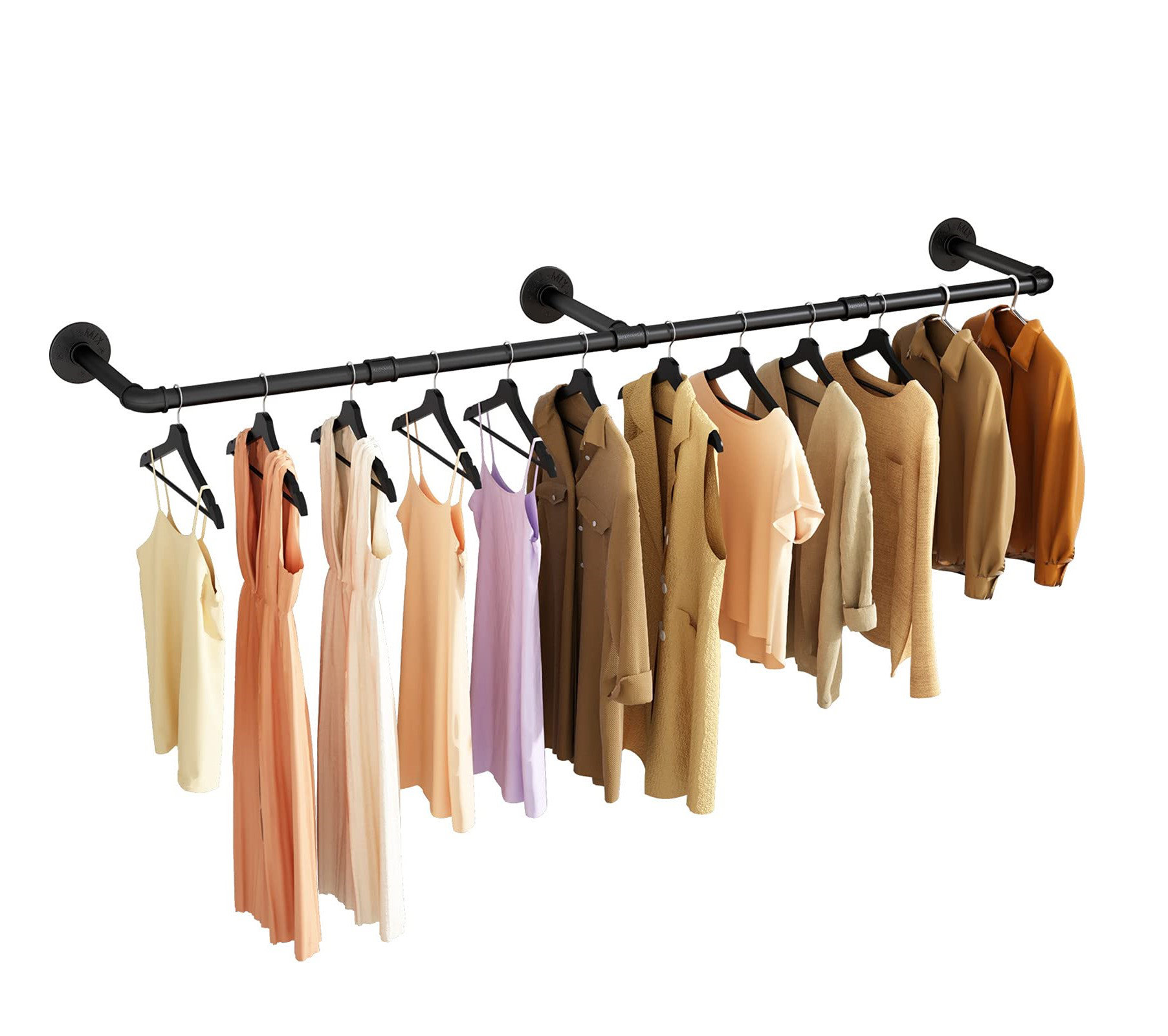 Williston Forge Industrial Pipe Clothing Racks Wall Mount, Heavy Duty ...