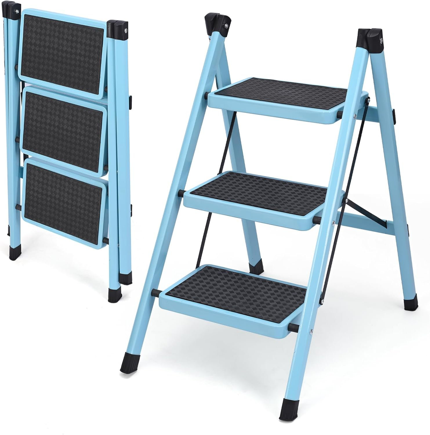 WFX Utility™ 3 Step Ladder, Folding Step Stool For Adults, Lightweight ...