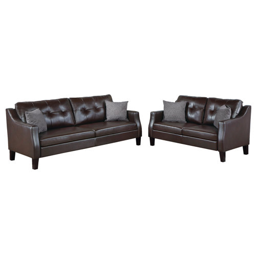 Poundex 2 - Piece Faux Leather Living Room Set | Wayfair
