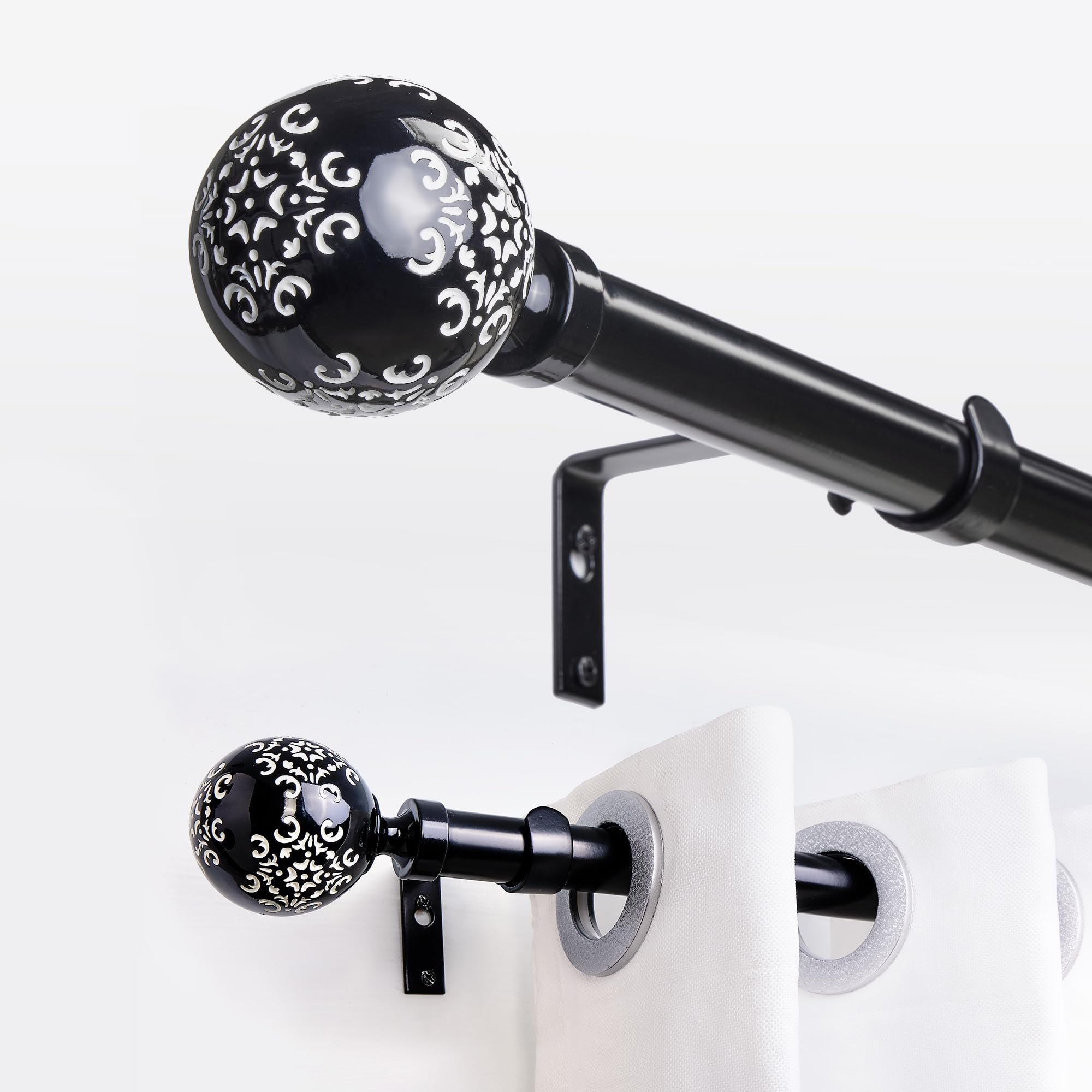 Red Barrel Studio® Black Curtain Rods For Windows 32-72 Inch: 1 Inch Adjustable Modern Drapery ...