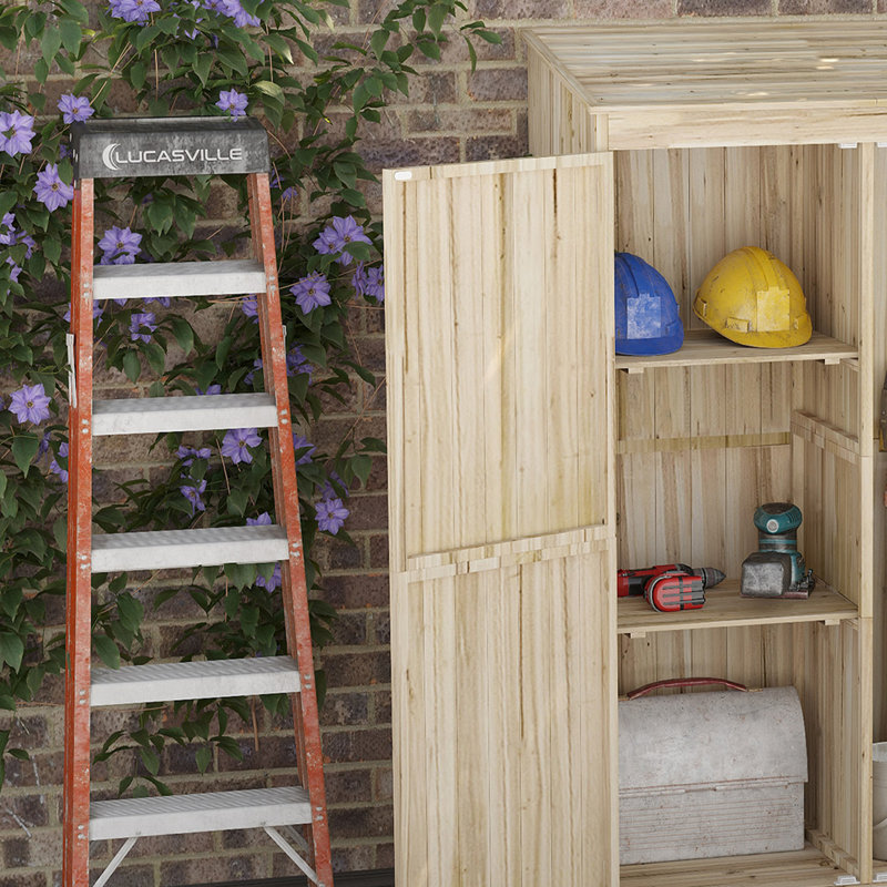 Outsunny 4 ft. W x 2 ft. D Solid Wood Vertical Storage Shed | Wayfair