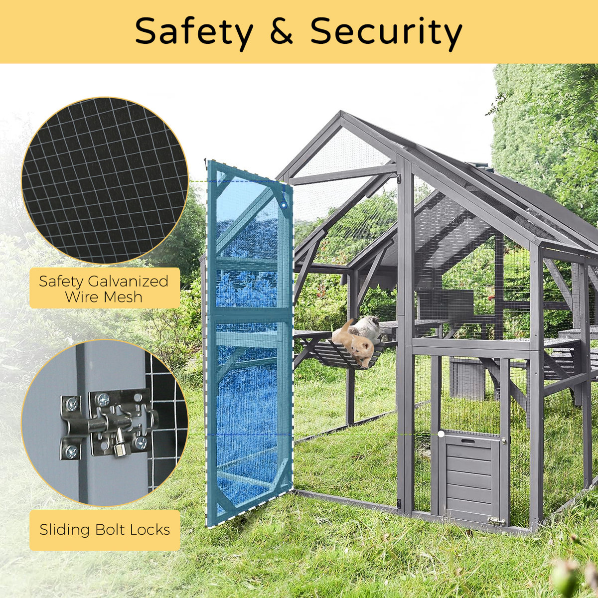 FOREST HOME Outdoor Cat House Enclosure with Cat Playpen for Large ...