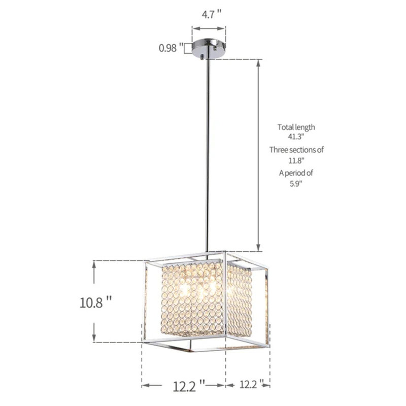 Everly Quinn Medinger 4 - Light 12-Inches Square Metal Pendant with ...