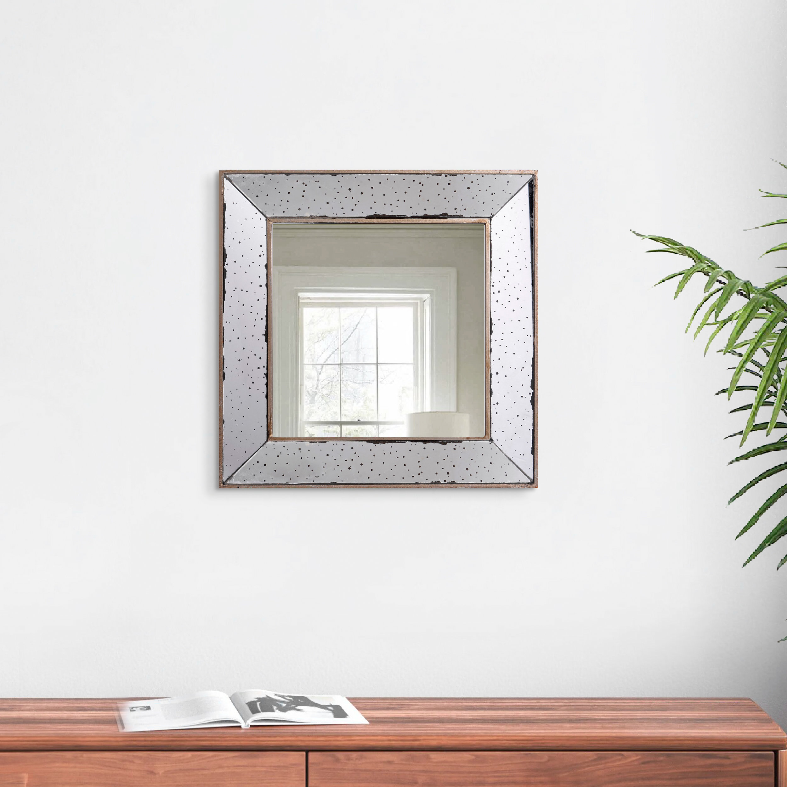 Mercer41 Hugger 18 Inch Square Wall Accent Mirror, Raised Tray Edges ...
