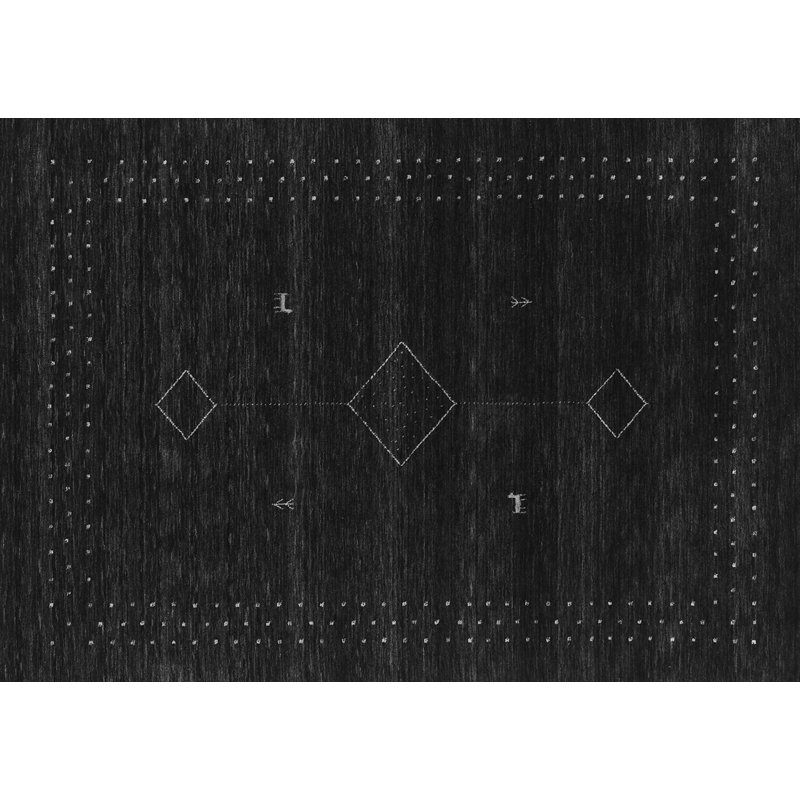 Foundry Select Muska Gray/Black Machine Washable Rug | Wayfair