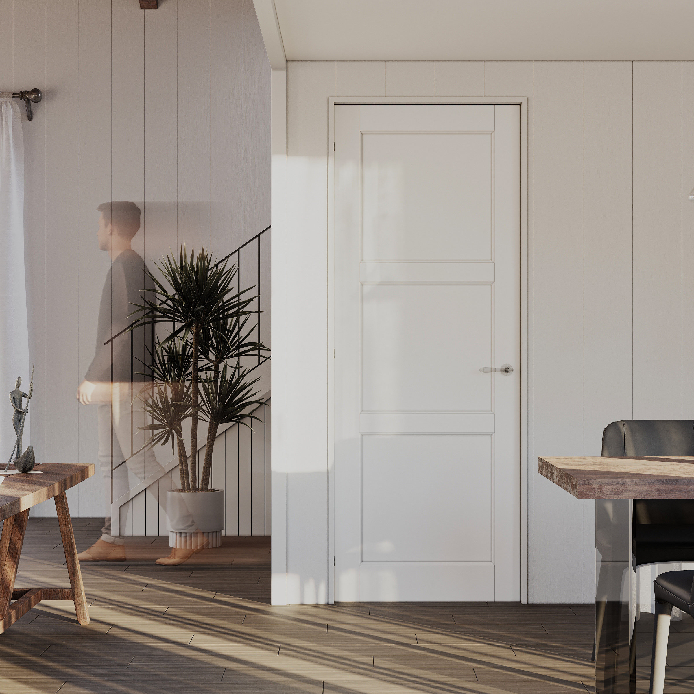 ARK DESIGN Interior Shaker 3-Panel Door Slab Solid Primed Pantry Door ...