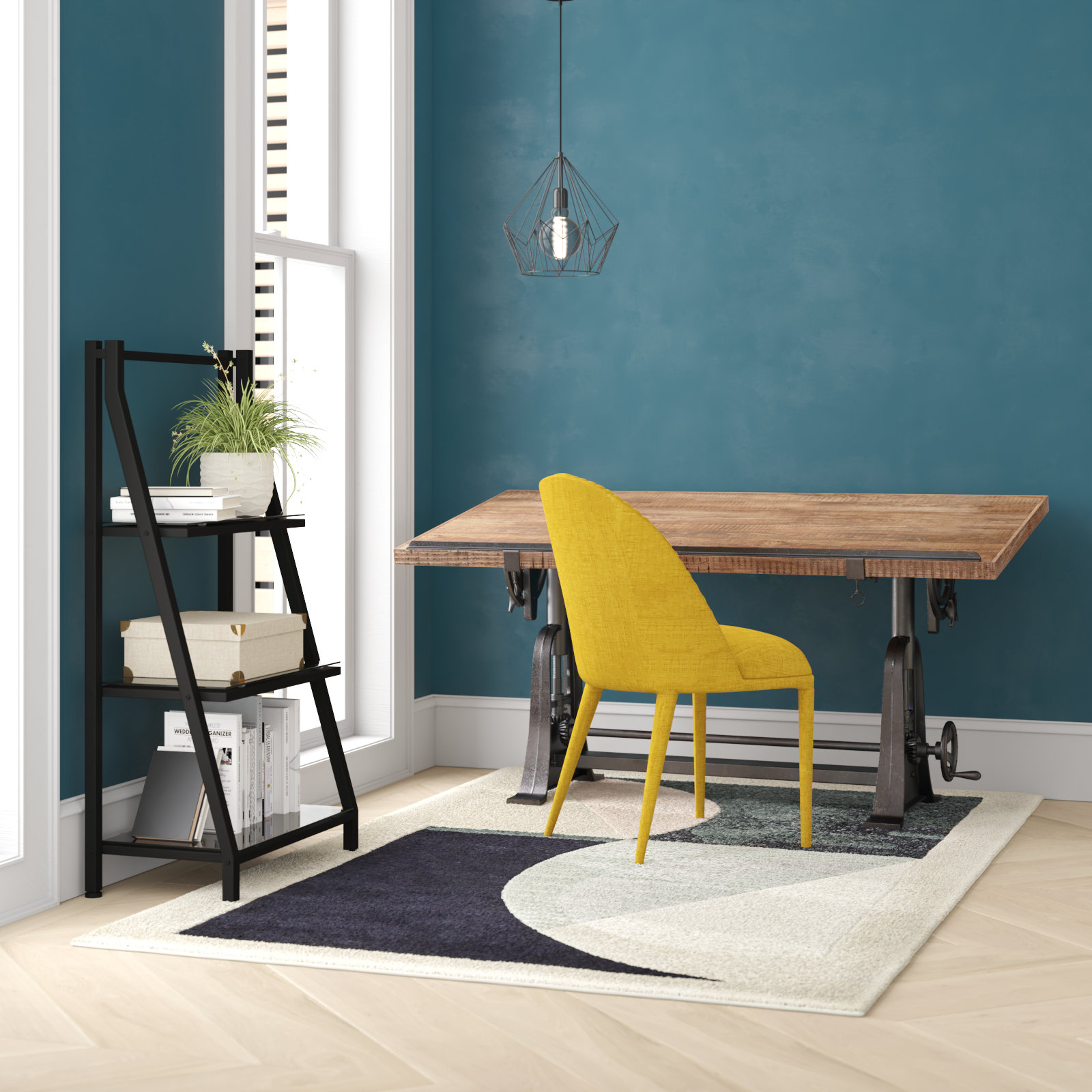 Trent Austin Design Teak Wood Drafting Style Desk with Tilting Top and ...