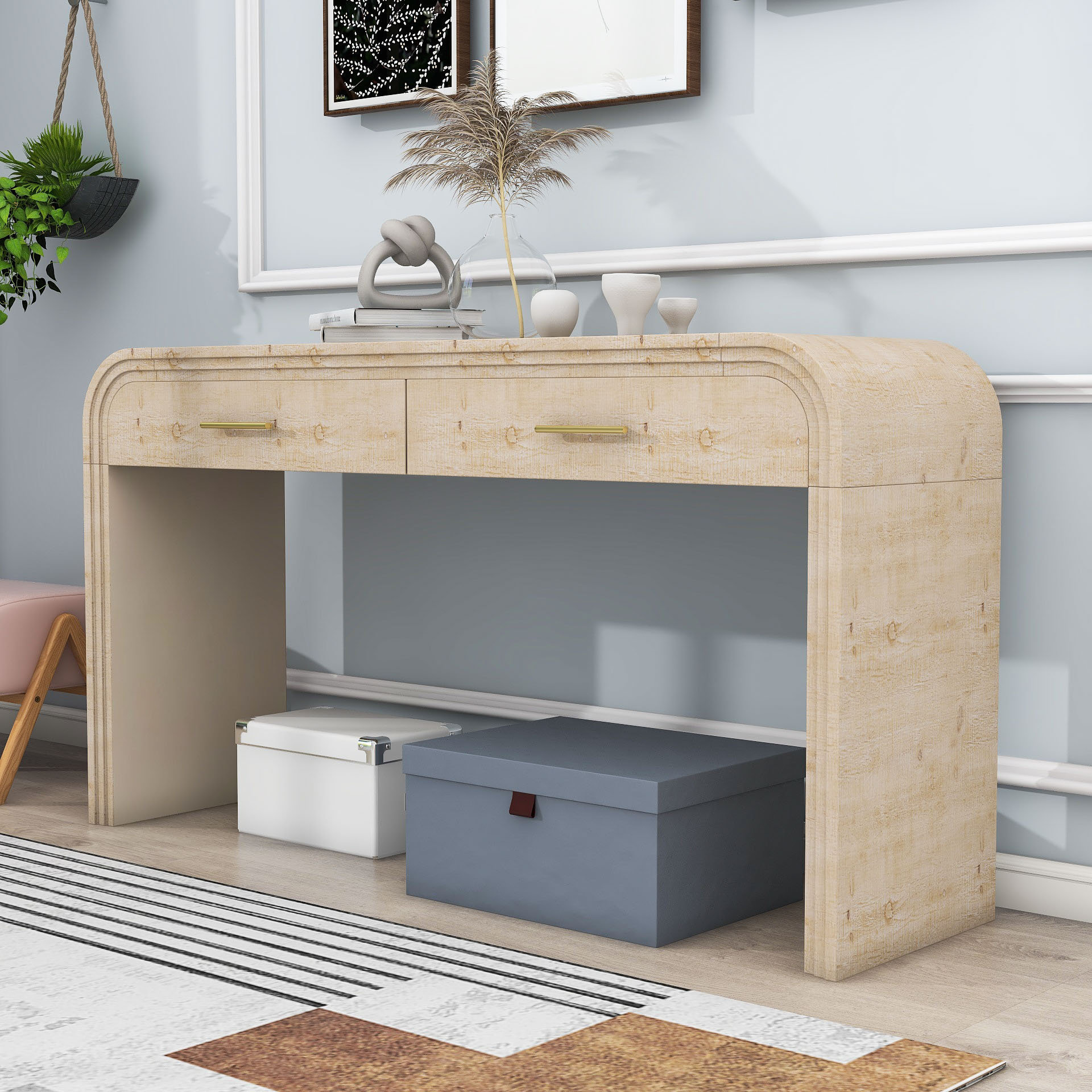 Gracie Oaks Jazya Elegant Wood Console Table with Two Top Drawers and ...