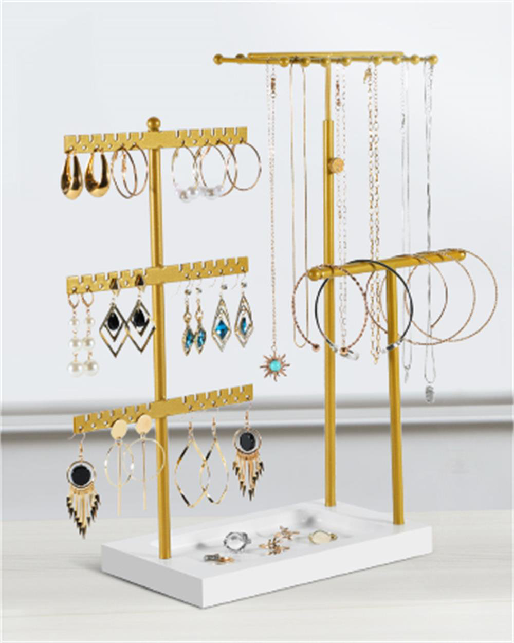 Mercer41 5 Tier Adjustable Gold Jewelry Stand | Wayfair