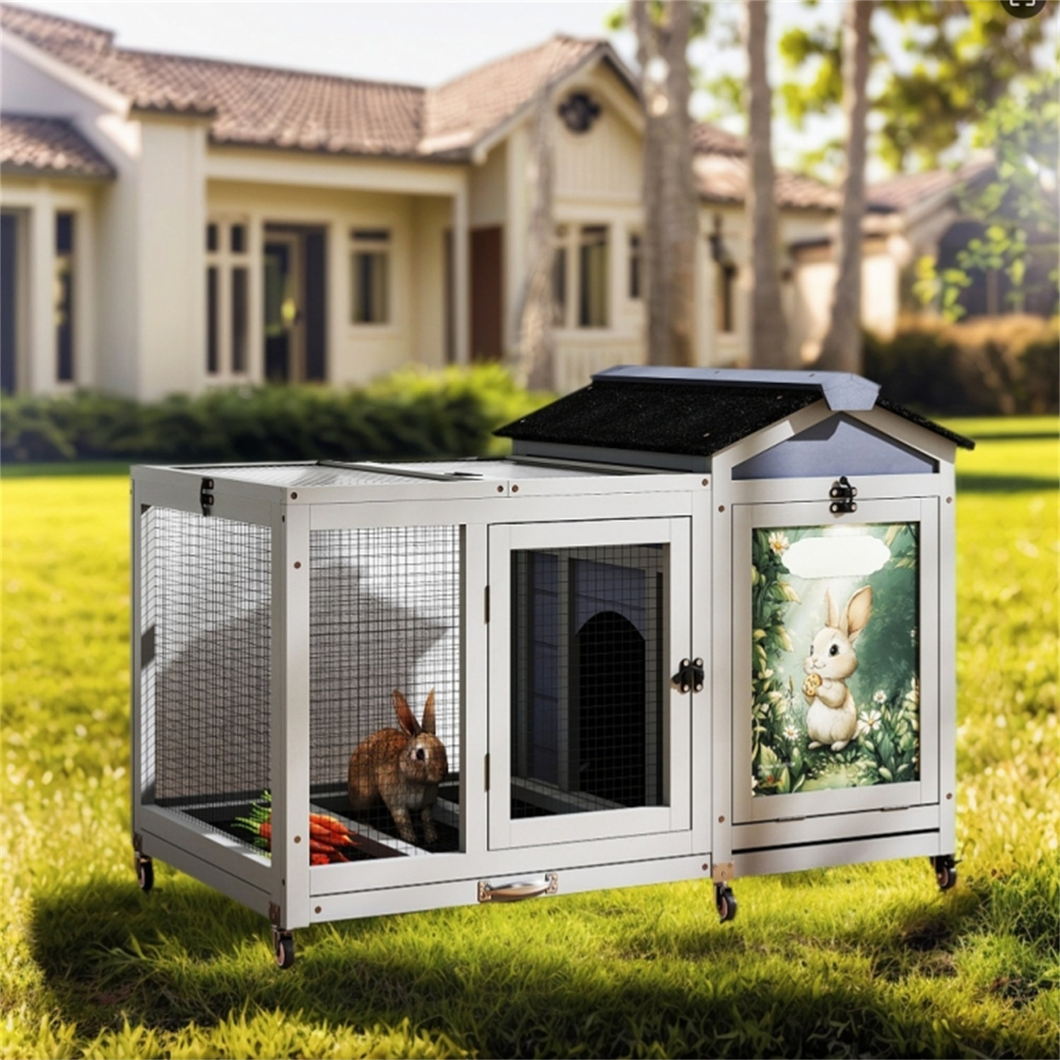 Tucker Murphy Pet™ 38.6 Inch Wooden Rabbit Cage, Indoor And Outdoor ...