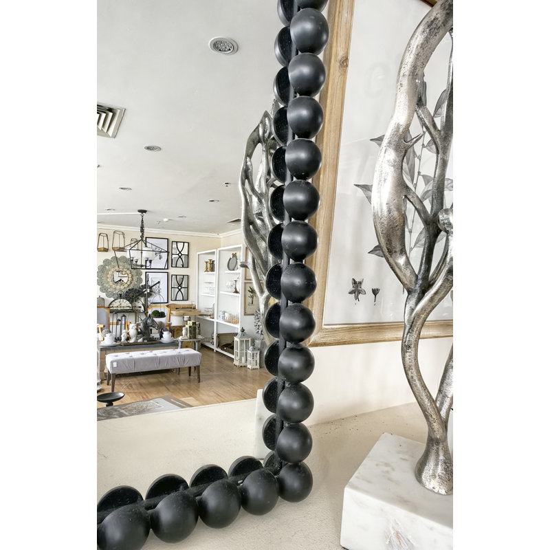 Dakota Fields 36" Metal Black Beaded Rectangular Wall Mirror | Wayfair