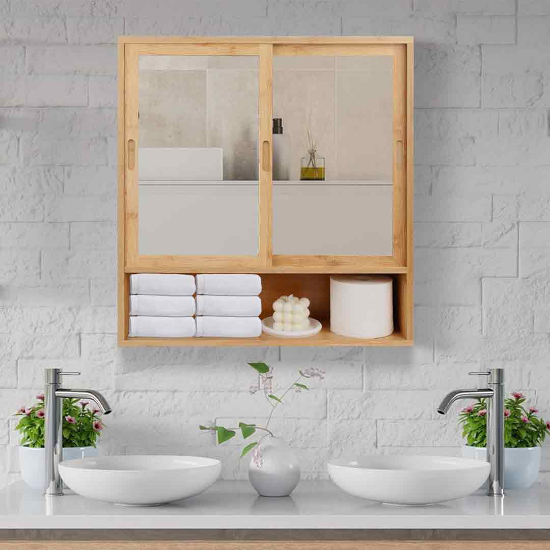 Teak medicine cabinet mirror store