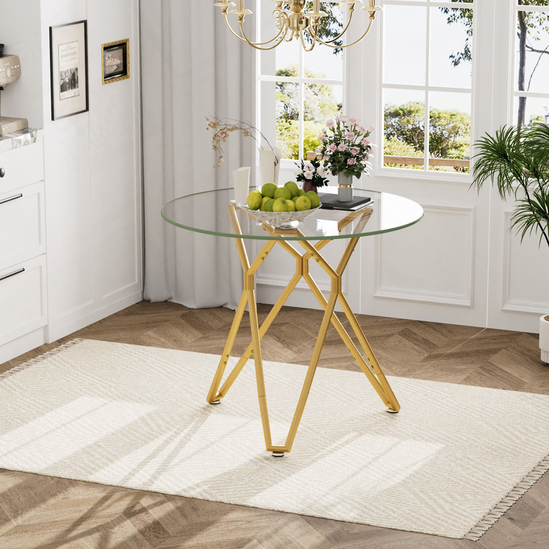 Mercer41 Round Glass Top Dining Table for 3 People - Wayfair Canada