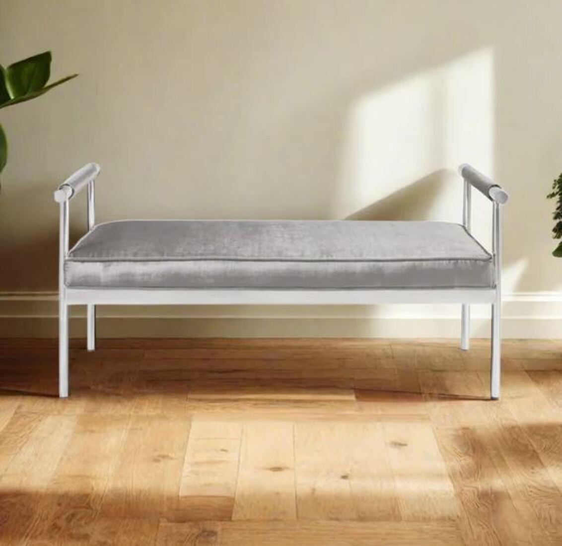 Everly Quinn Risoto Grey Velvet Bench - Wayfair Canada