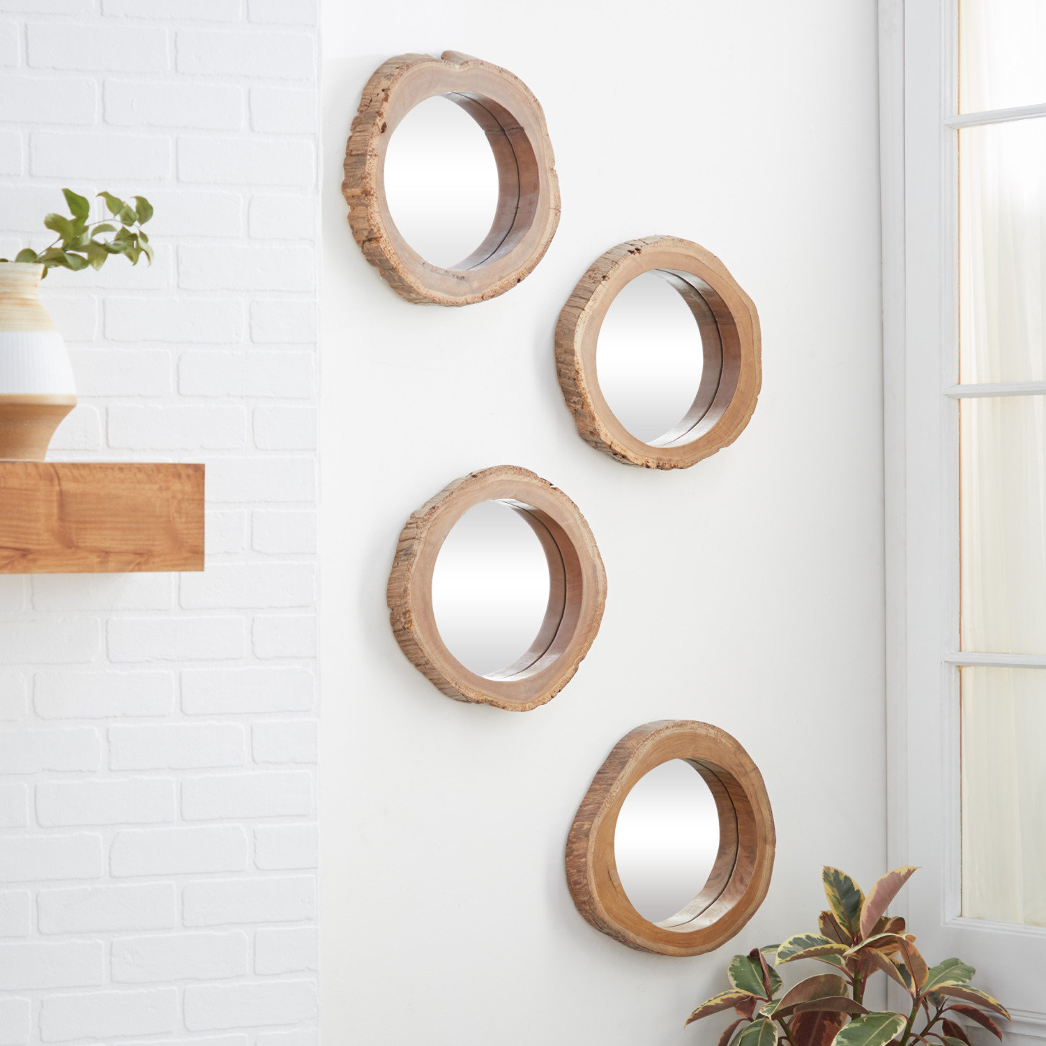 Steelside™ Dewey Teak Wood Mirror Set & Reviews - Wayfair Canada
