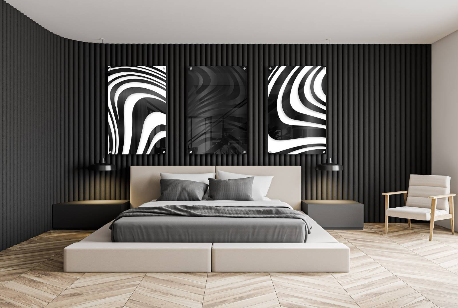 UniQstiQ Zebra - 3 Piece Unframed Acrylic Print Set, Extra Large Modern ...