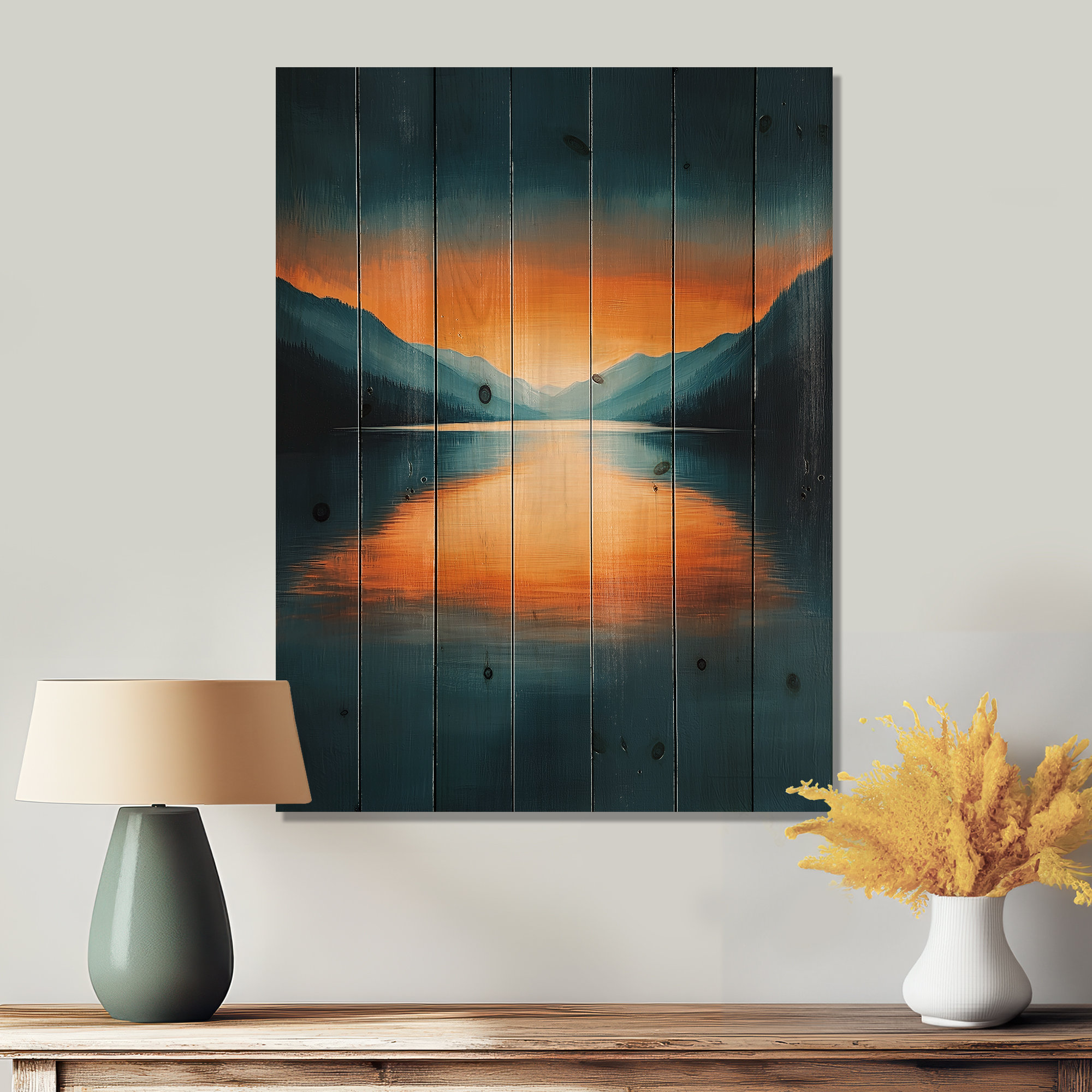Ophelia & Co. Countryside Lake At Sunset I - Lake House Wood Wall Decor ...