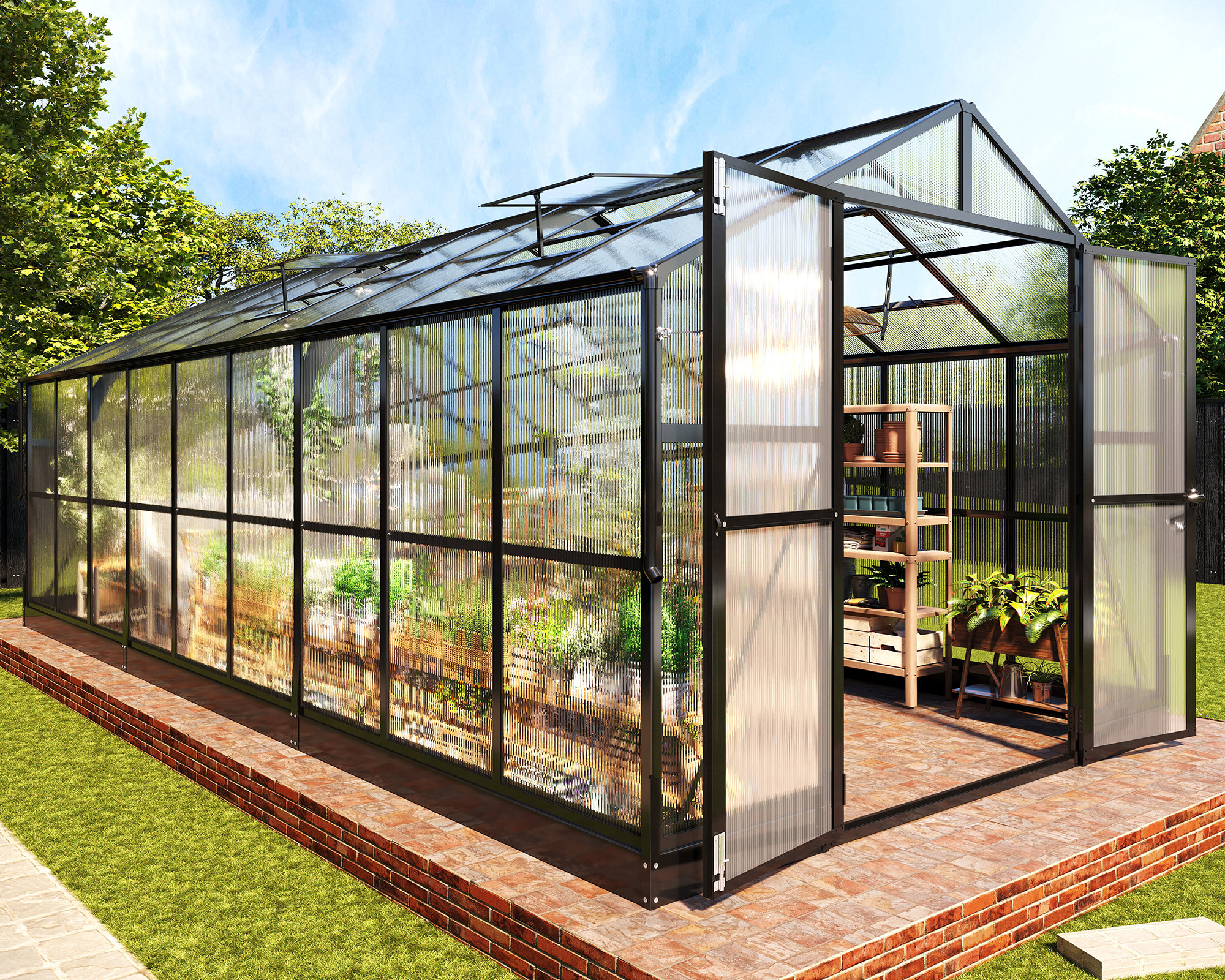 AMERLIFE Polycarbonate Greenhouse With Quick-Connect Fittings, Walk-In ...