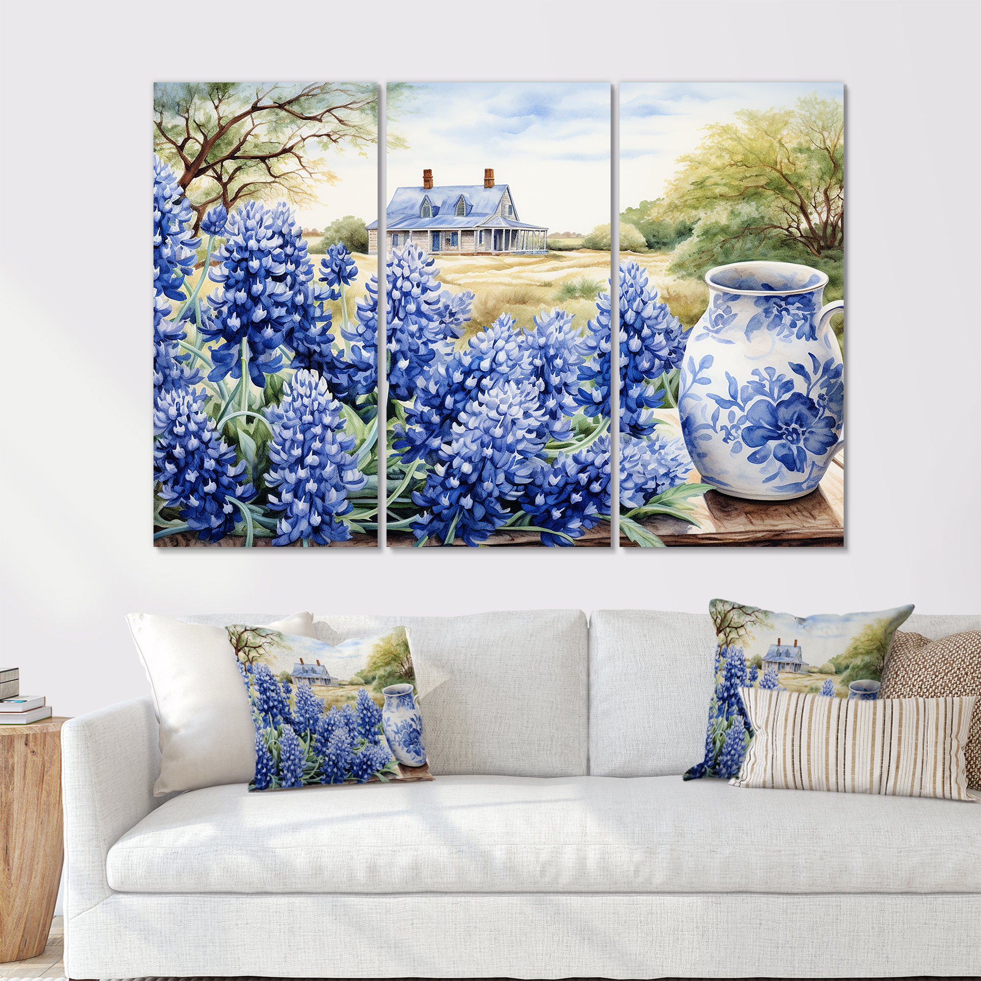 Ophelia & Co. Blue Bonnets Farmhouse Still Life - Blue Bonnets Wall Art ...