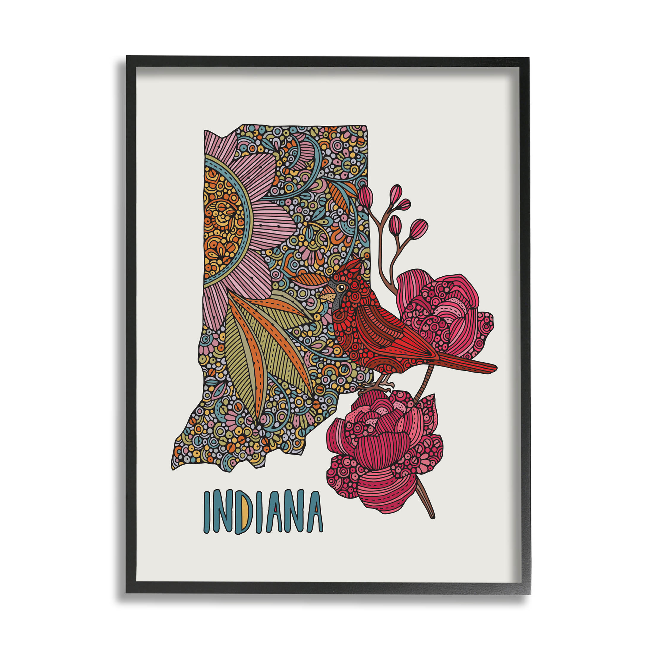 Stupell Industries Indiana State Bird Florals Giclee Texturized Wall ...
