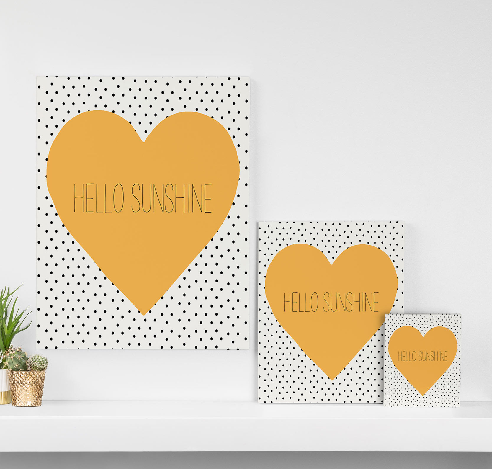 Ebern Designs Hello Sunshine Heart Graphic Art on Wrapped Canvas | Wayfair