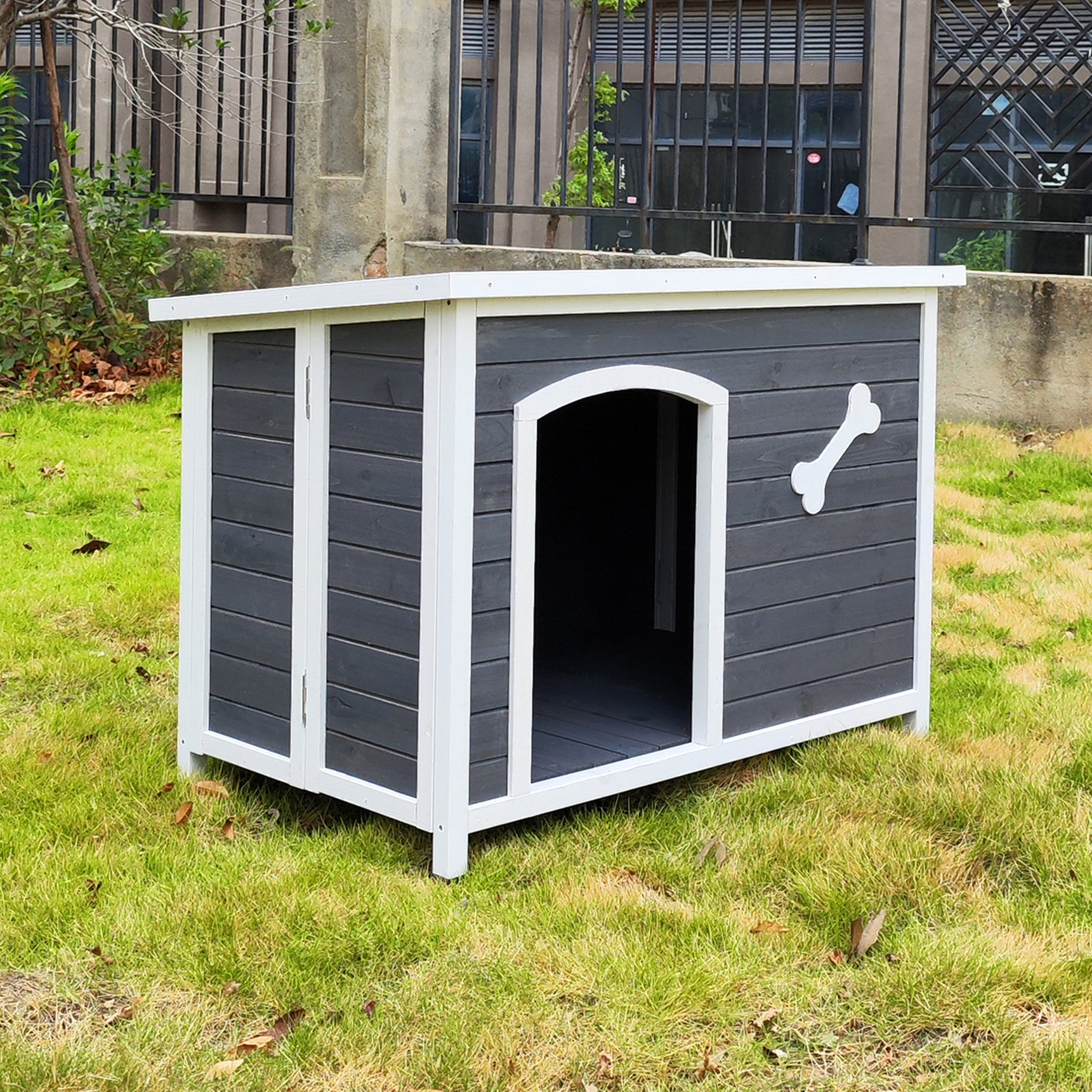 Archie & Oscar™ Large Solid Wood Dog House, Windproof Waterproof, Warm ...