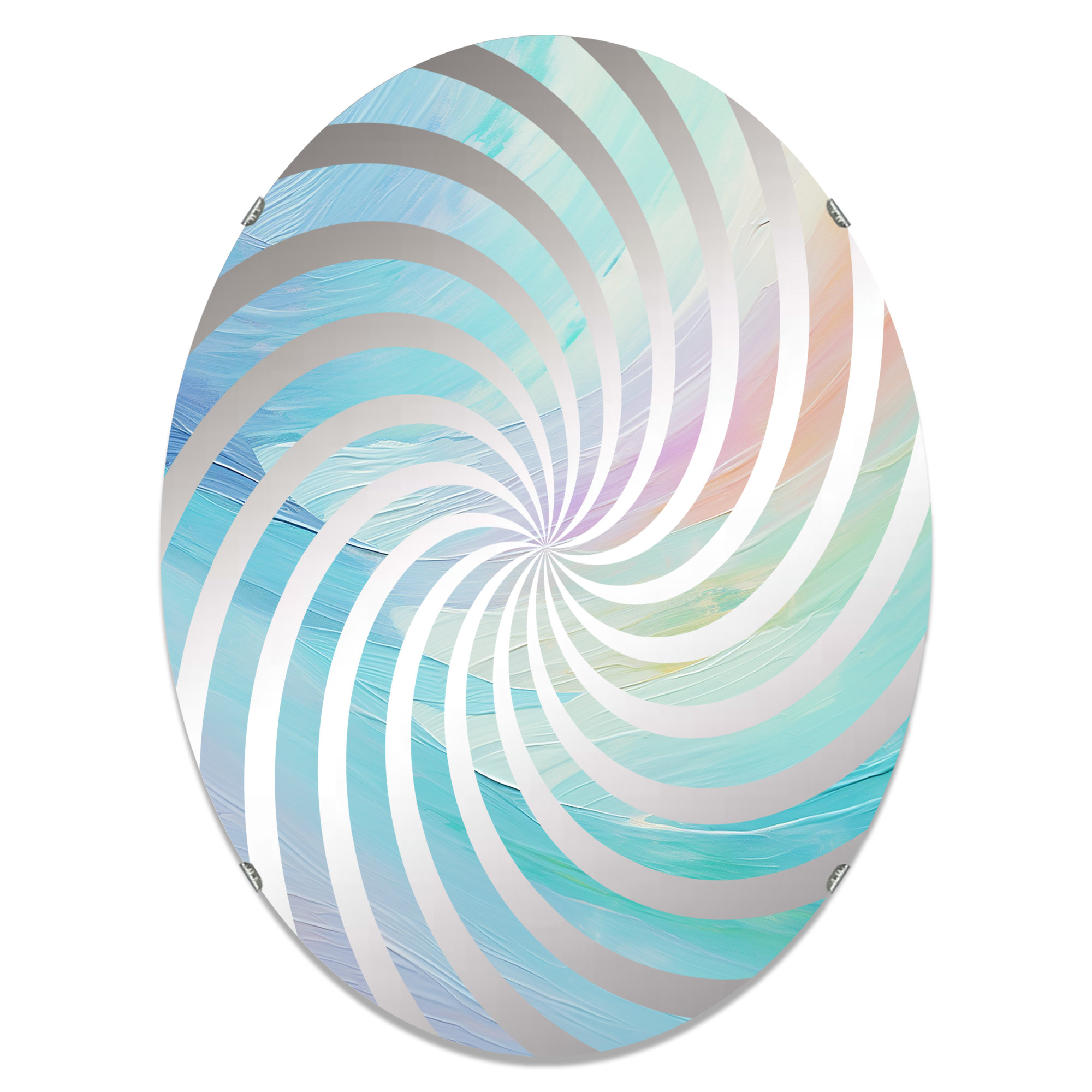 Design Art Soft Cyan Rainbow Whisper - Vortex Decorative Mirror|Oval ...