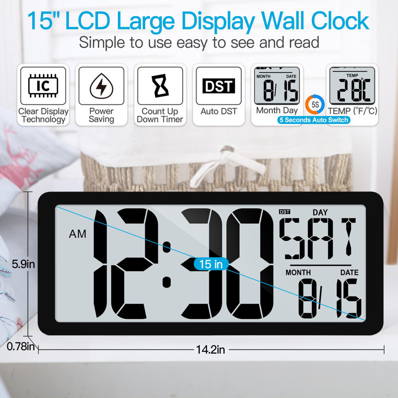 digital wall clock battery operated