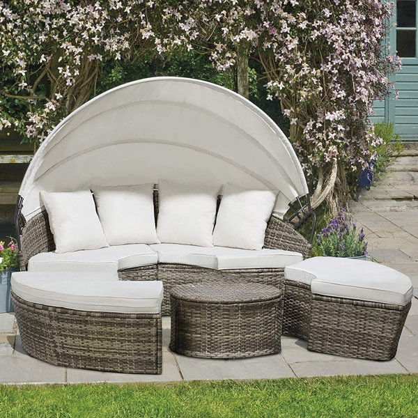 Bay Isle Home Ameirah 180cm Wide Outdoor Circle Patio Daybed with ...