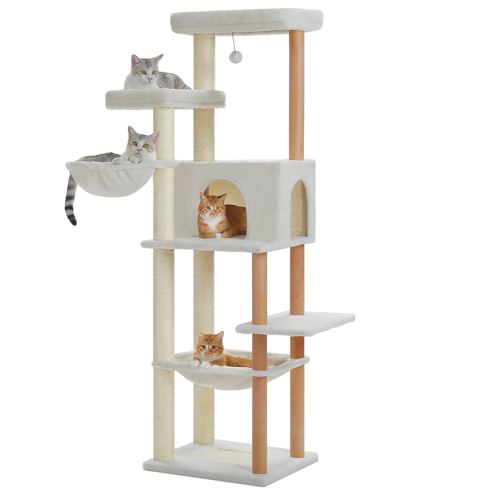 Archie & Oscar™ Beige 73 Inches Modern Wooden Cat Tower | Wayfair