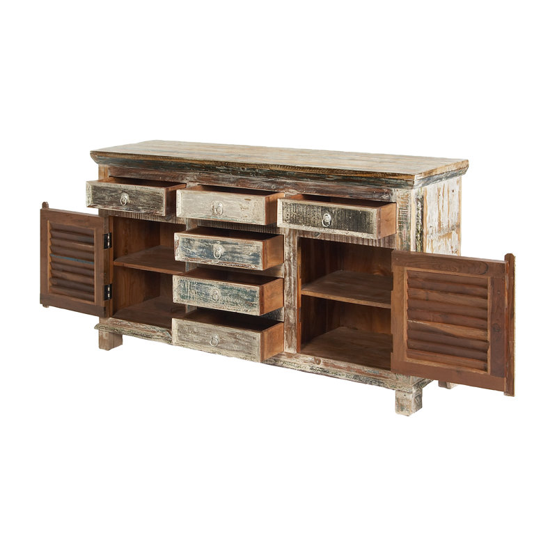 World Menagerie Hendrick Reclaimed Wood 6 Drawers 1 Shelf and 2 Doors ...