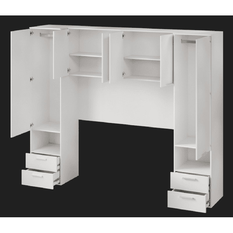 Ebern Designs Santino Matte White Over Bed Storage Unit | Wayfair.co.uk