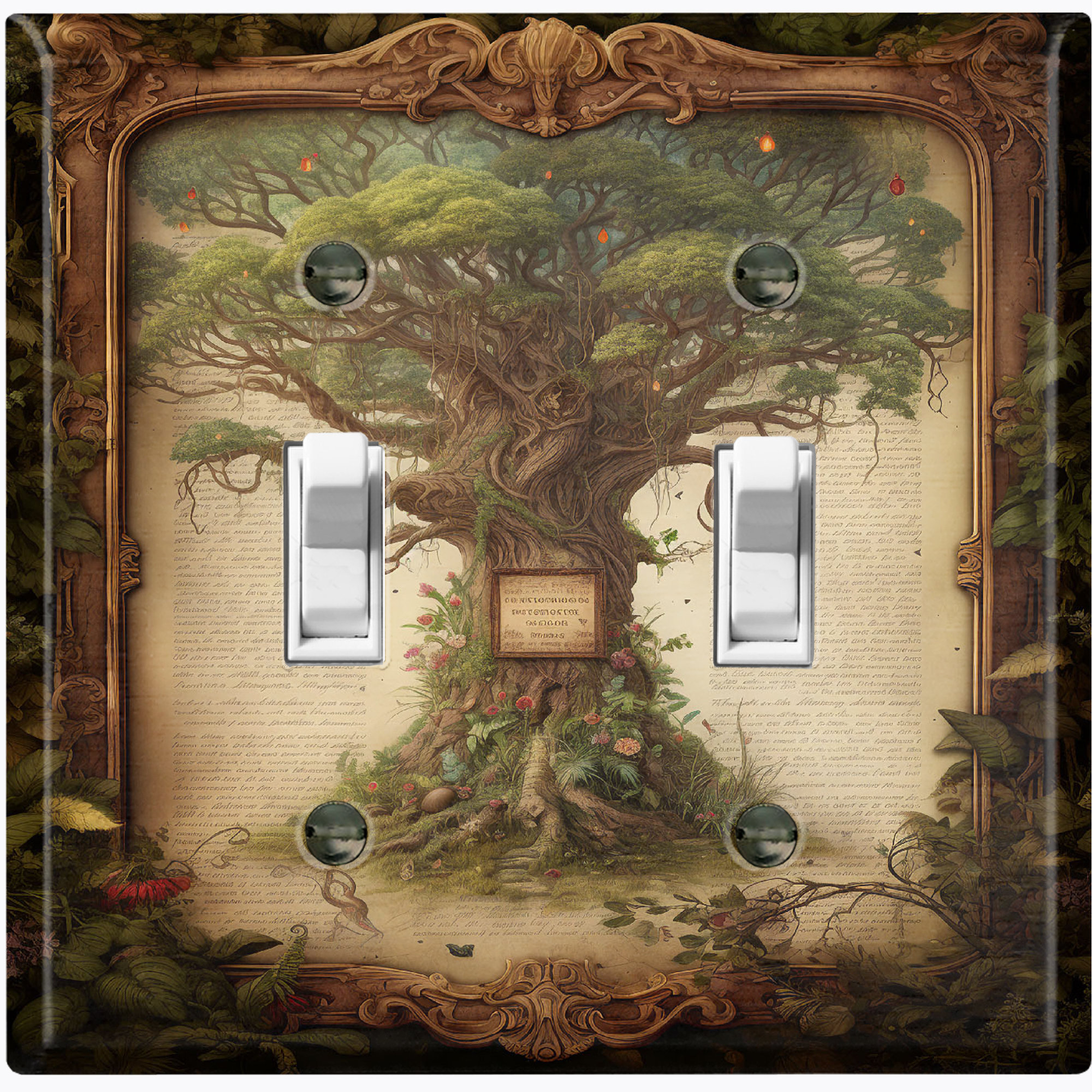 WorldAcc Green Tree Of Life Frame Nature Themed 2 - Gang Toggle Light ...