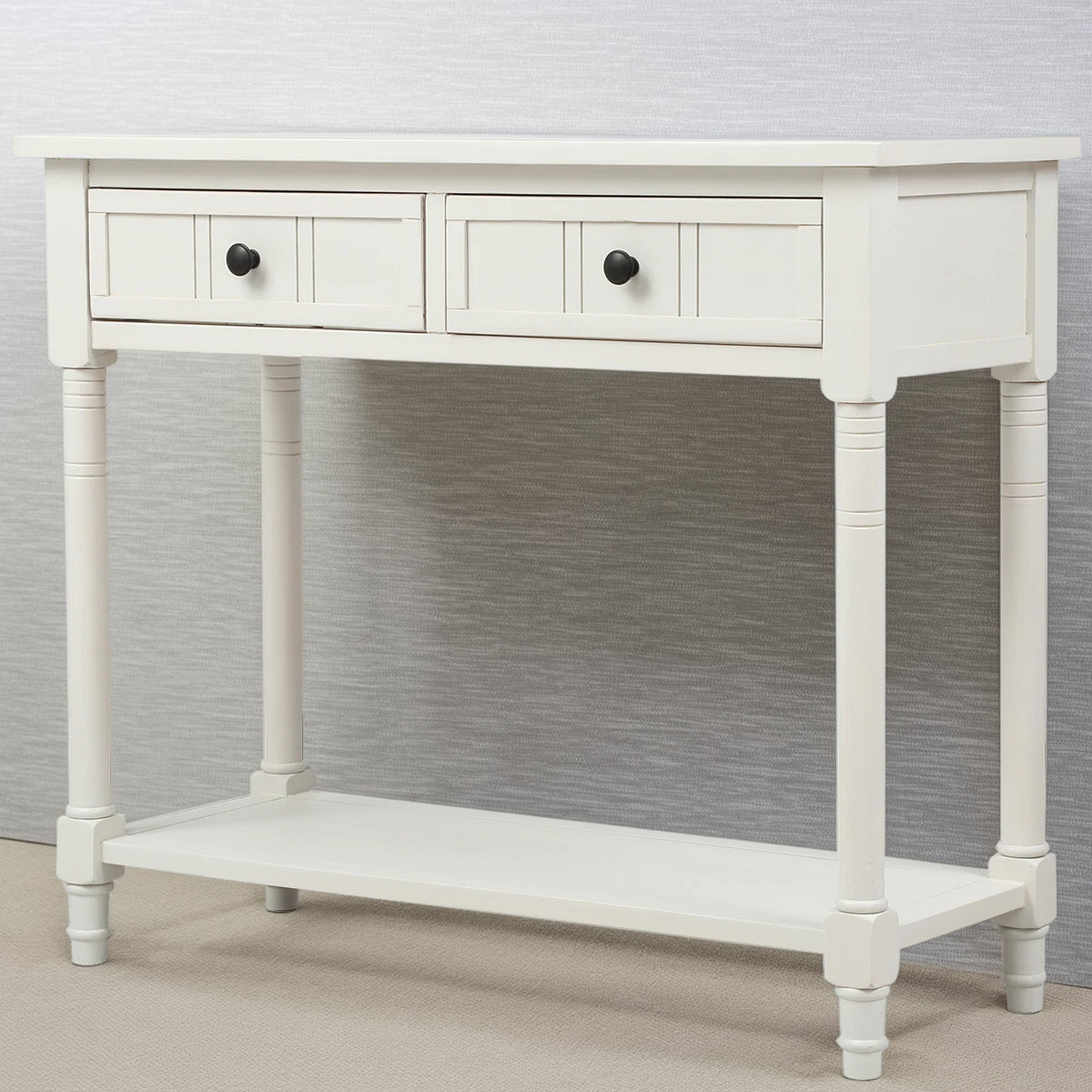 Red Barrel Studio® Ivory White Console Table (Traditional Design), Two ...