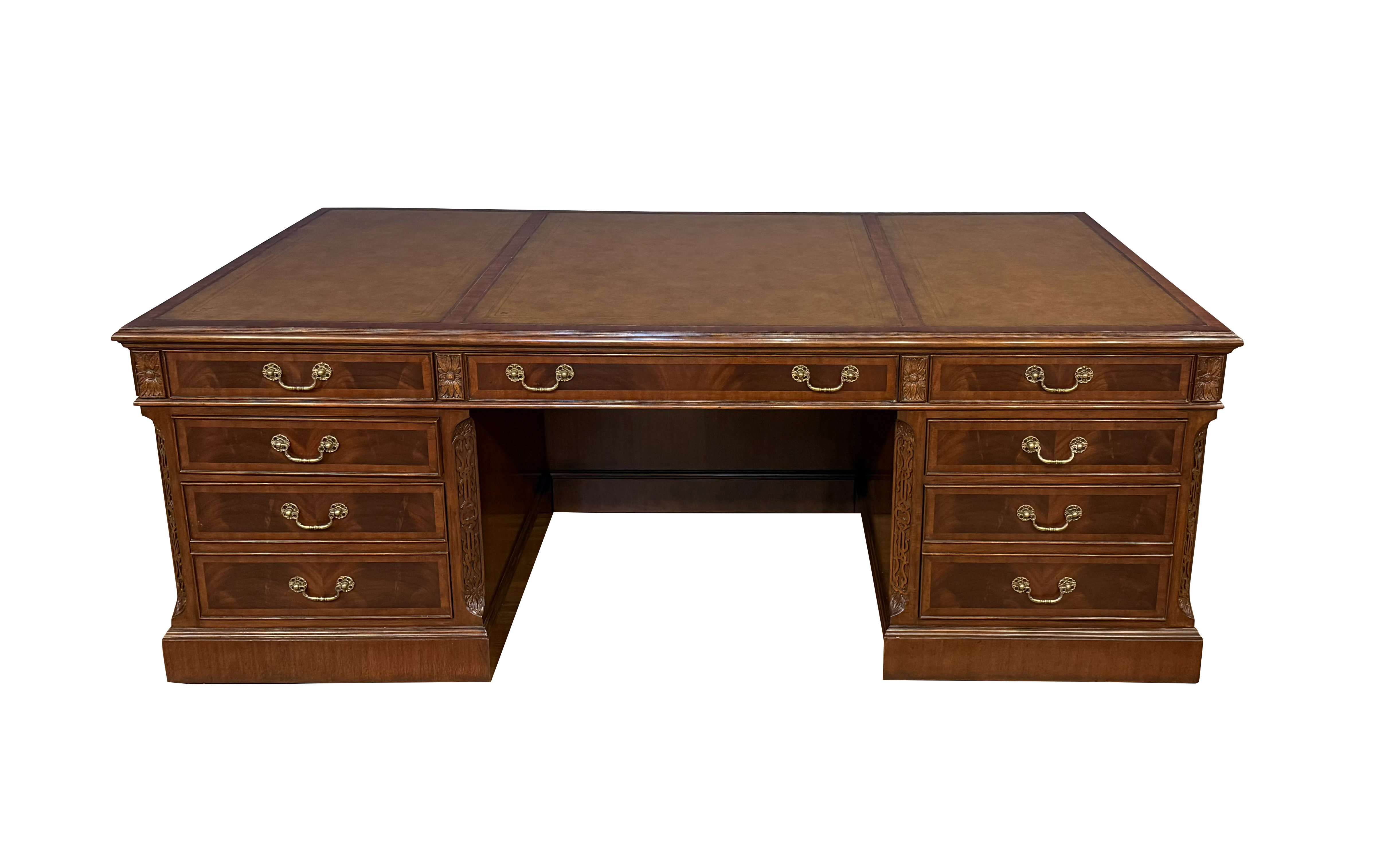 Leighton Hall Furniture 84” Large Mahogany Executive Desk | Perigold