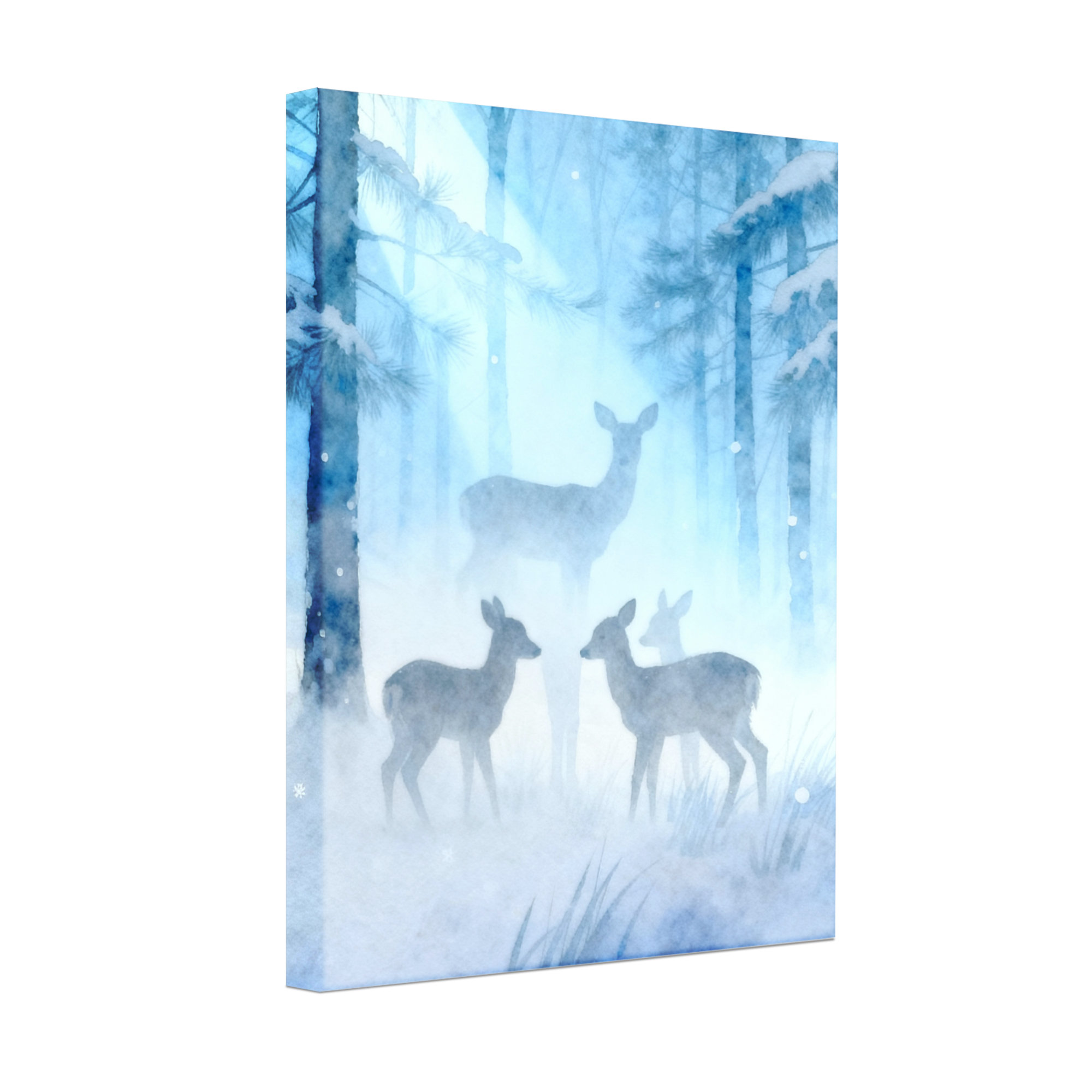 Union Rustic Christmas Winter Forest Deer Snowfall Serenity Blue Misty ...