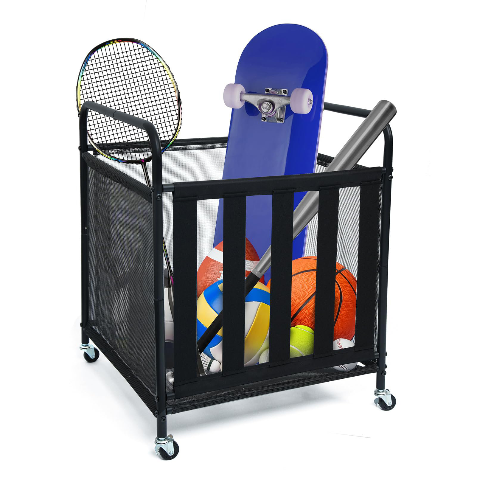 17 Stories Ball Storage Cart, Sports Equipment Organizer With Wheels ...