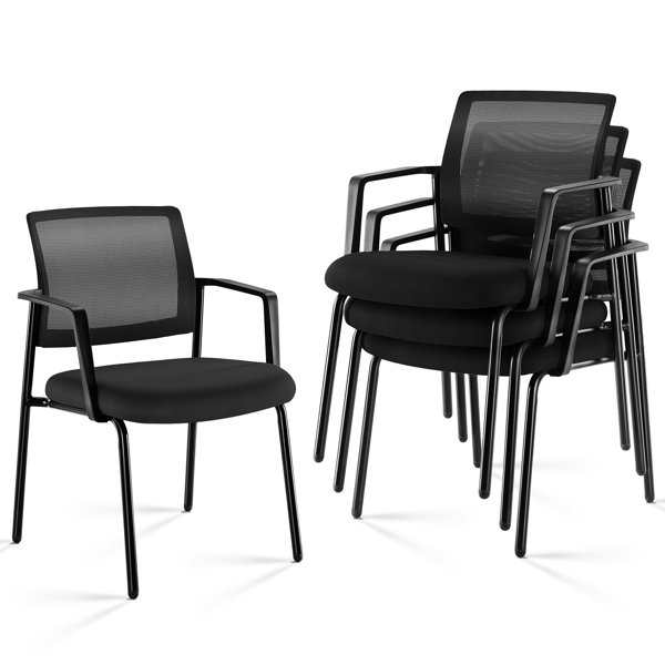 Smugdesk.com 4 Pack Mesh Back Stacking Arm Chairs, Guest Reception ...