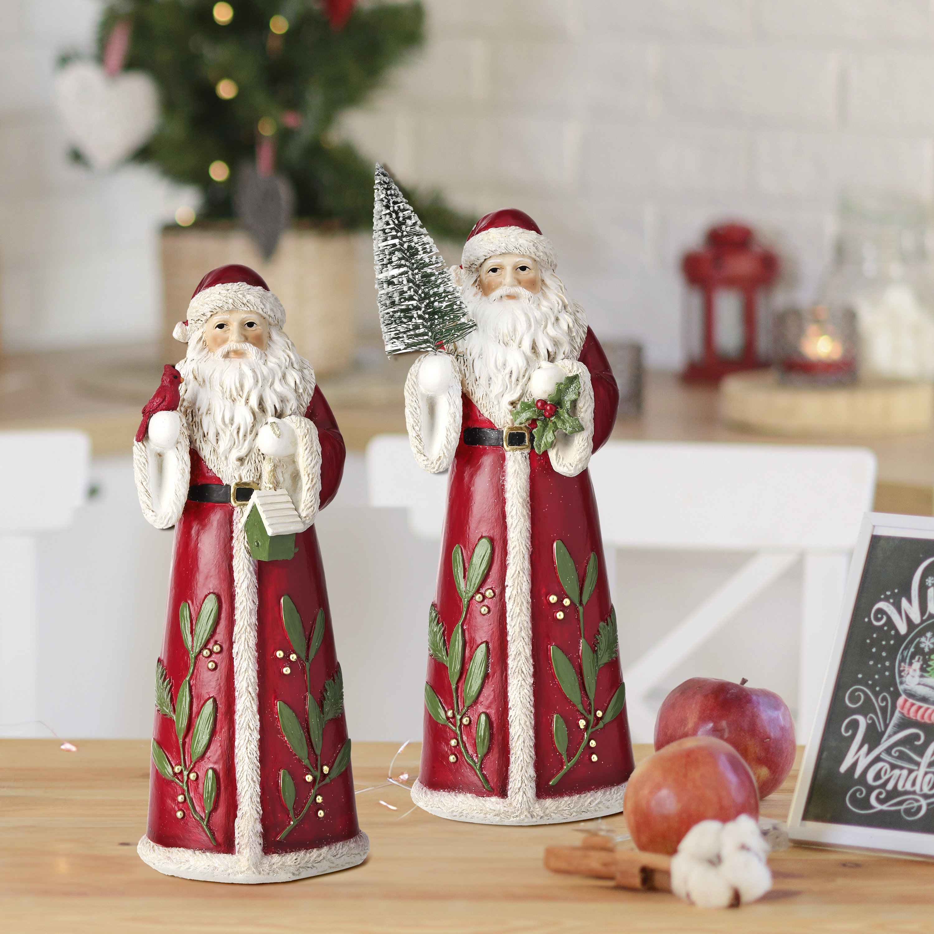 Alcott Hill 10" Resin Santa With Cardinal Set of 2 - Wayfair Canada