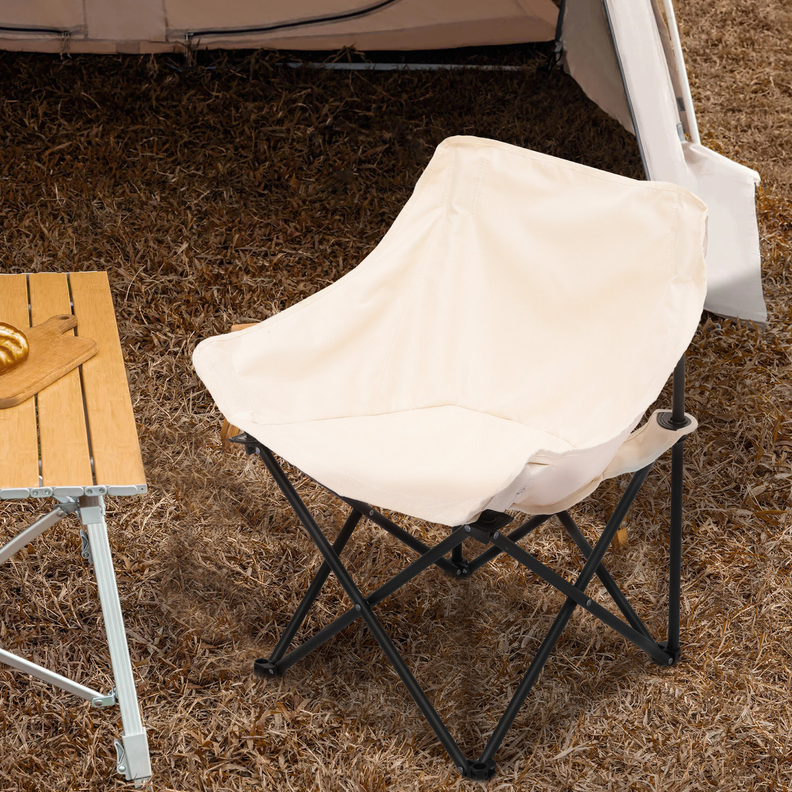 Arlmont & Co. White Foldable Camping Picnic Chair Portable Outdoor ...
