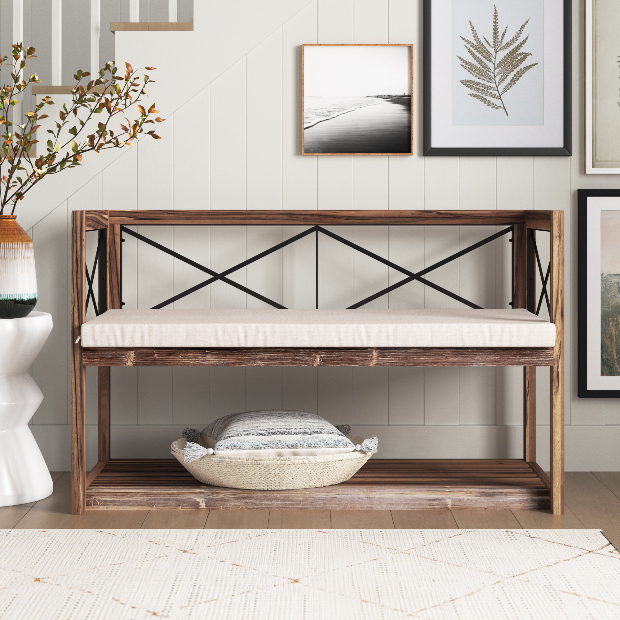Sand & Stable™ Libbey Upholstered Shelves Storage Bench & Reviews | Wayfair