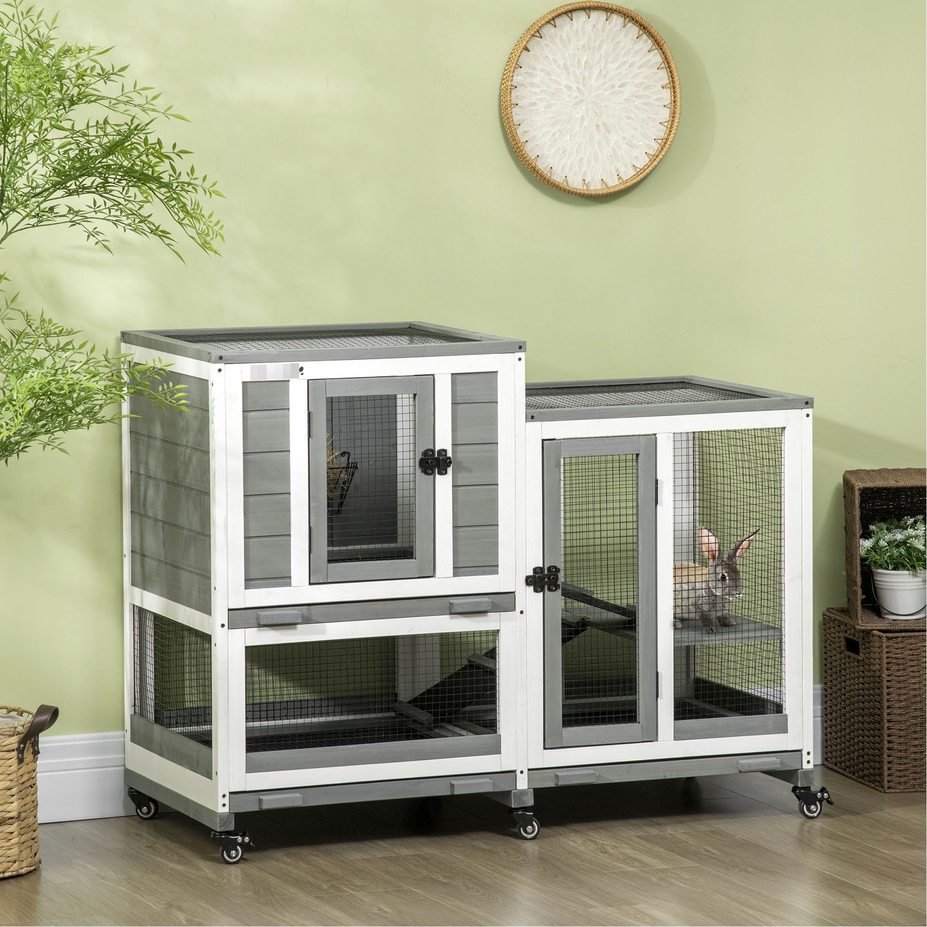 Archie & Oscar™ Three Story Dwelling Outdoor Residence - Wooden With Runs, Wheels, Waterproof ...