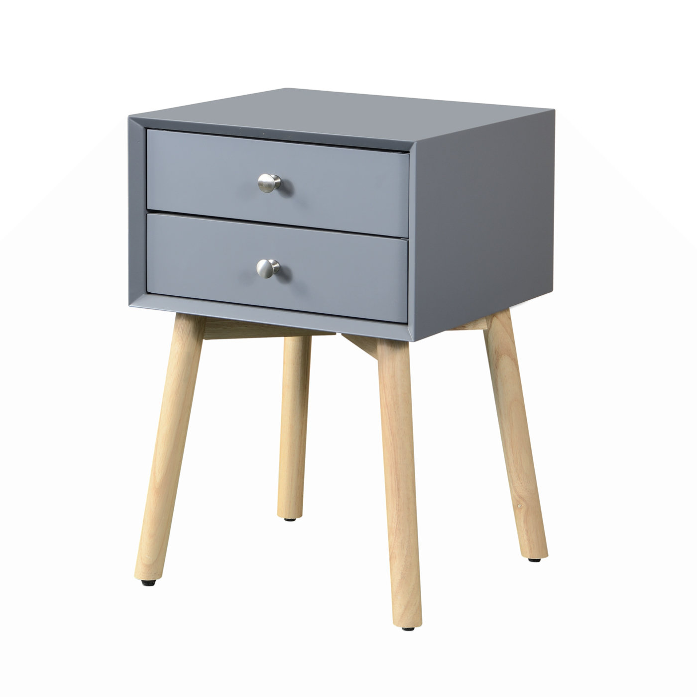 Corrigan Studio® Side Table Bedside Table With 2 Drawers And Rubber ...
