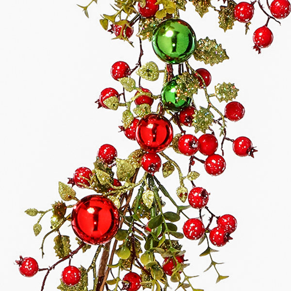 The Holiday Aisle® Gliter Ball Smilax 48" Garland & Reviews | Wayfair