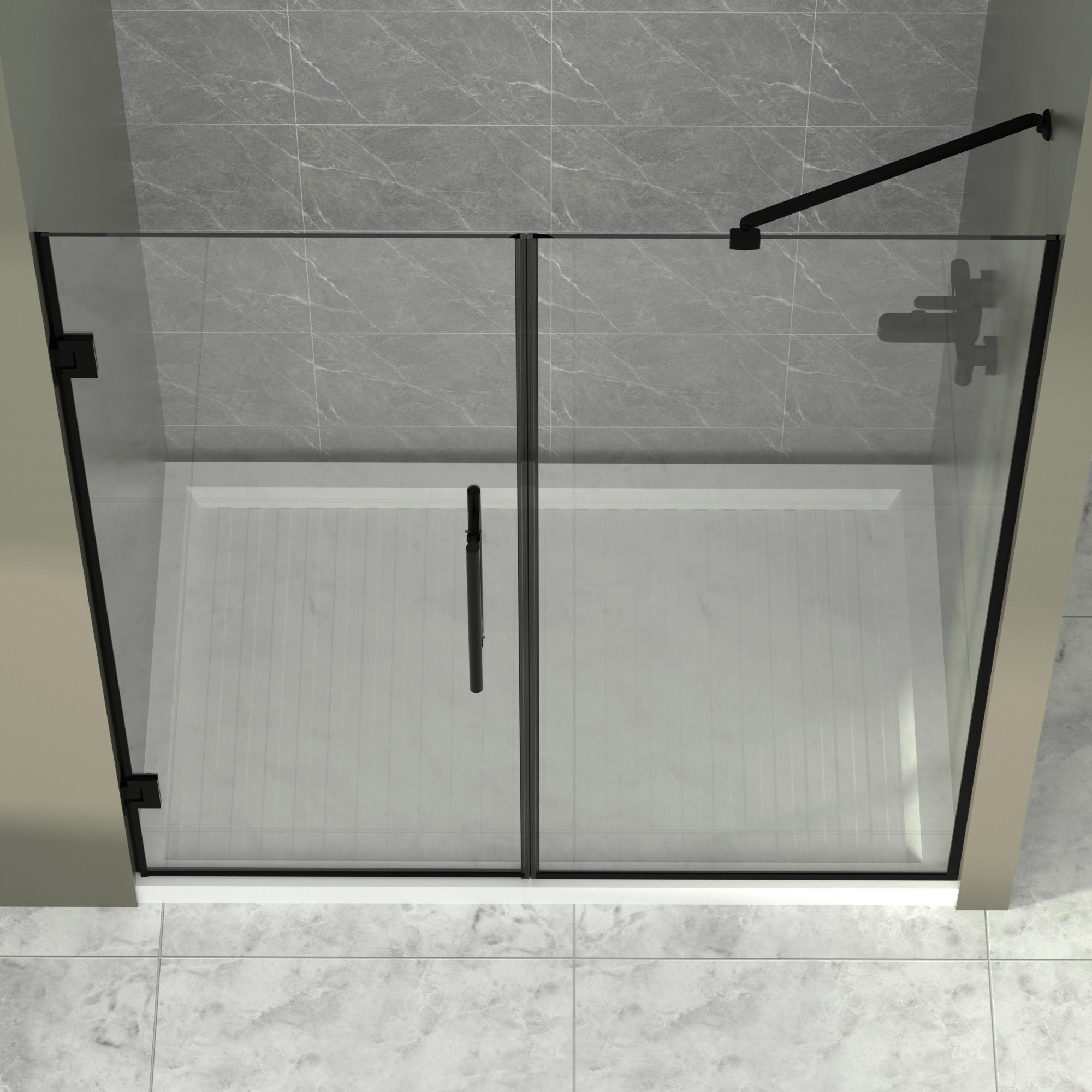 Lordear 58" W x 71" H Pivot Shower Door Frameless Shower Door 5/16 Inch Tempered Glass Shower ...