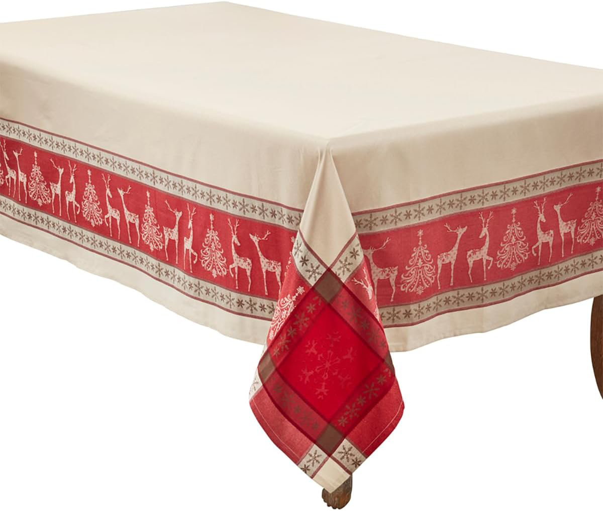 The Holiday Aisle® Red Christmas Reindeer Design Jacquard Tablecloth ...
