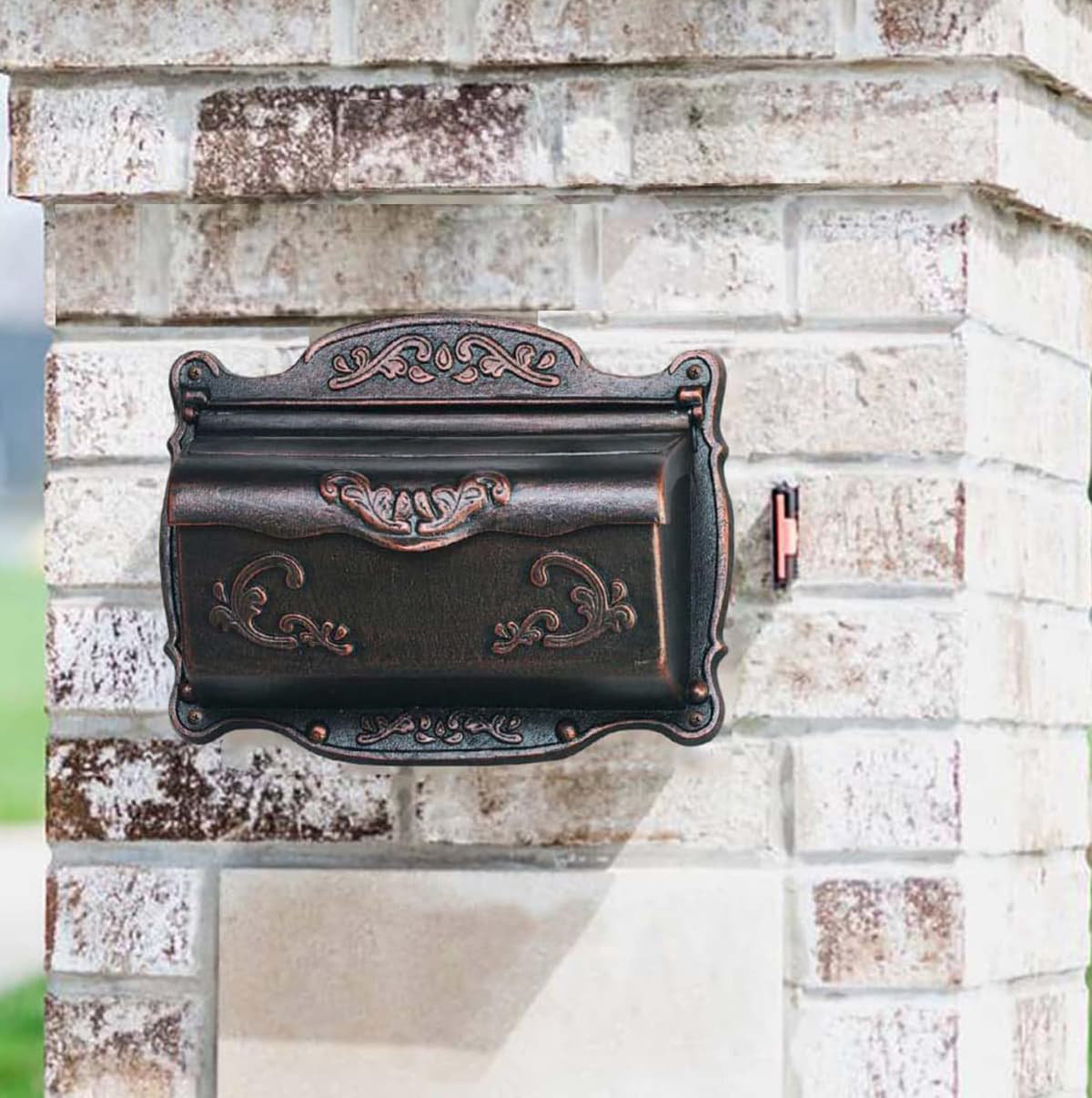 FONMEN Cast Aluminum Wall Mounted Mailbox | Wayfair