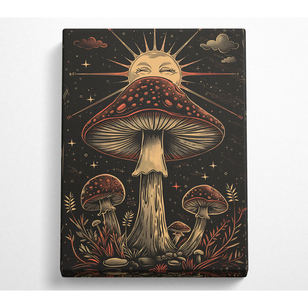 ClassicLiving Mushroom And Moon - No Frame Print on Canvas | Wayfair.co.uk